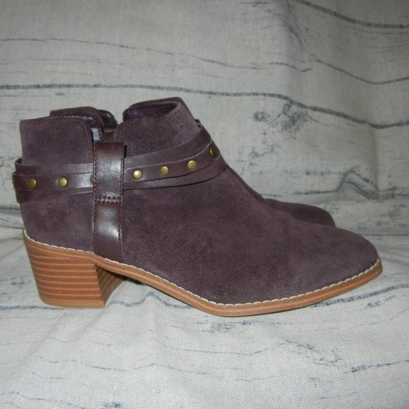Clarks | Shoes | Clarks Brown Suede Strap Heeled Ankle Western Boots ...